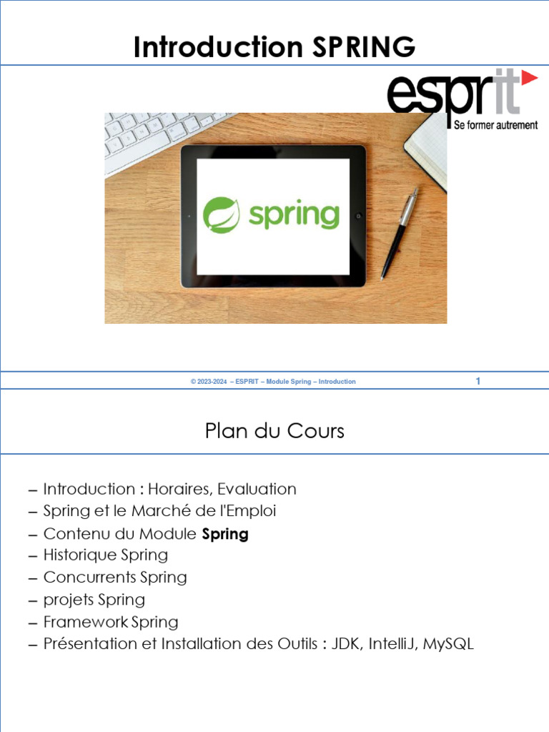 1 - Introduction Spring | PDF | Java (Langage de programmation) | Spring (framework)