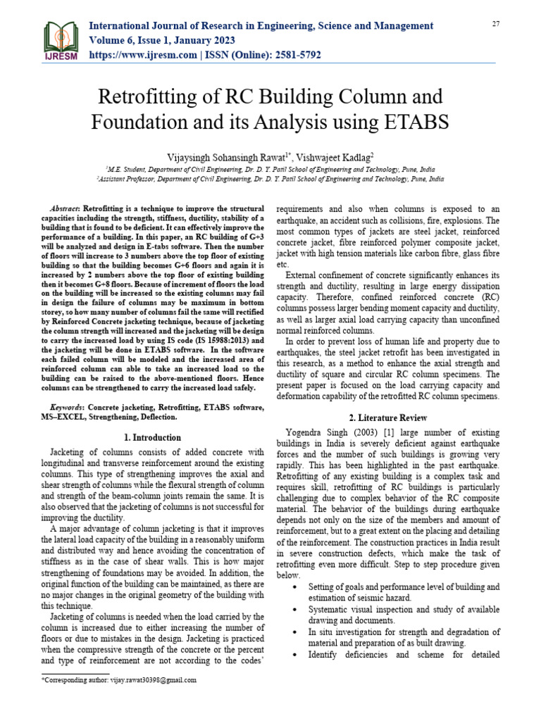 Retrofitting of RC Building Column and | Download Free PDF | Reinforced ...