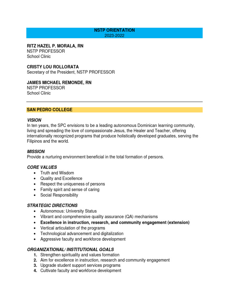 NSTP-ORIENTATION-AND-ENVI | PDF