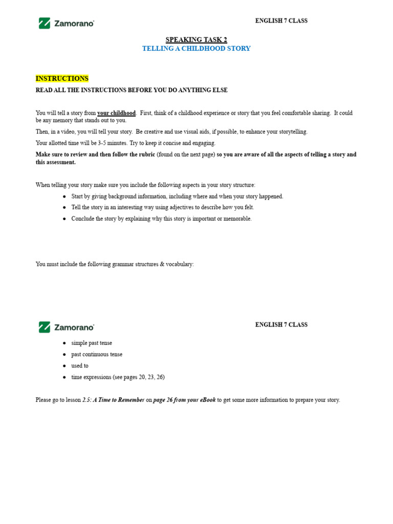 Level 7 Speaking Task 2 | PDF | Grammar | Word