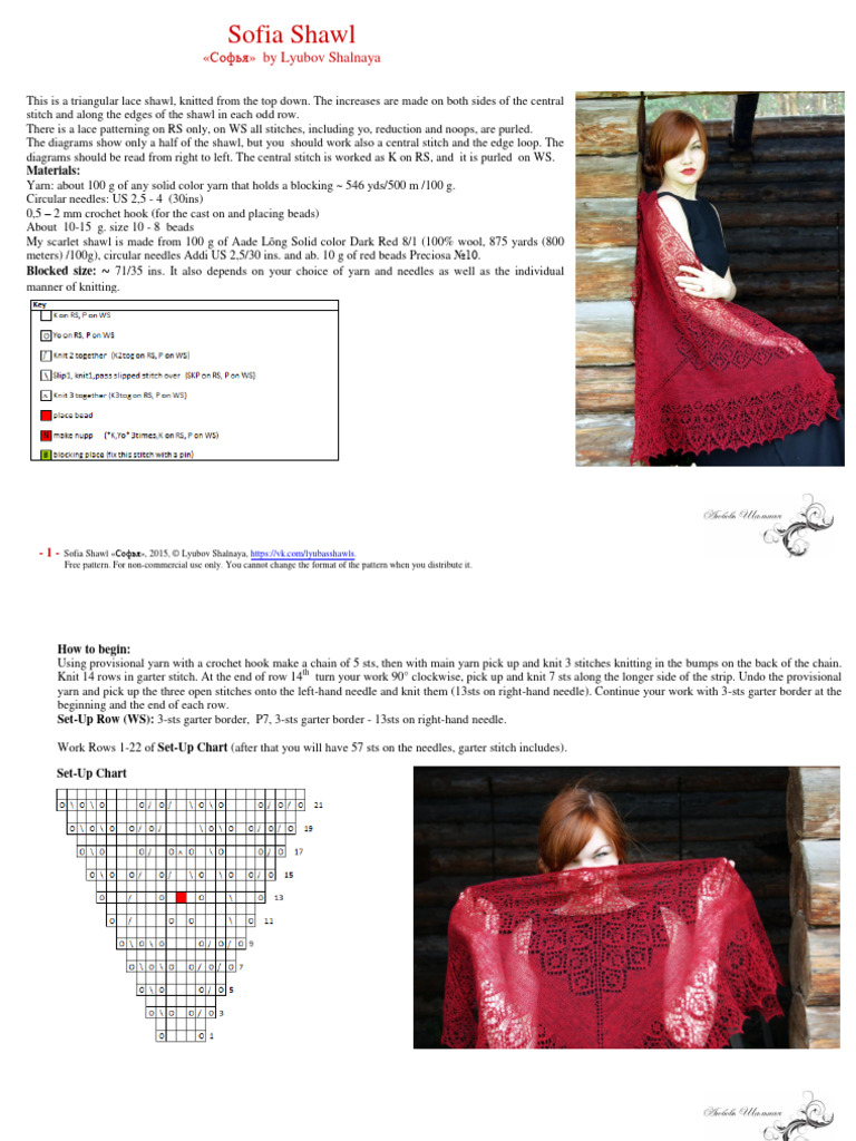 Sofia Shawl by Lyubov Shalnaya ENG | PDF | Knitting | Crochet