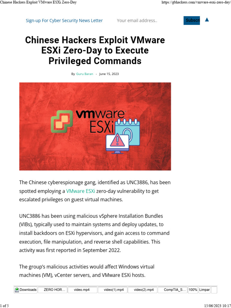 Chinese Hackers Exploit VMware ESXi Zero-Day | PDF | Security | Computer Security