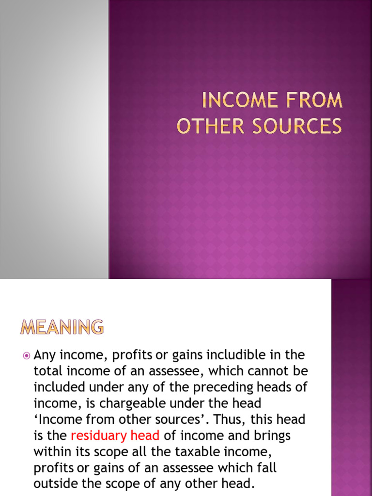 Unit 1- Income From Other Sources | PDF | Expense | Income