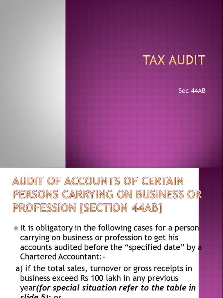 Unit 1 - Tax Audit | PDF | Taxes | Public Law