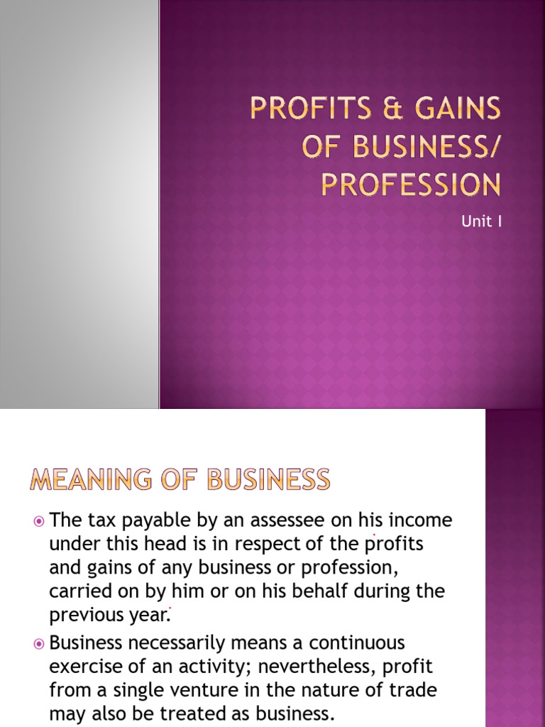 Unit 1 - PGBP Theory Upload | PDF | Income | Taxes