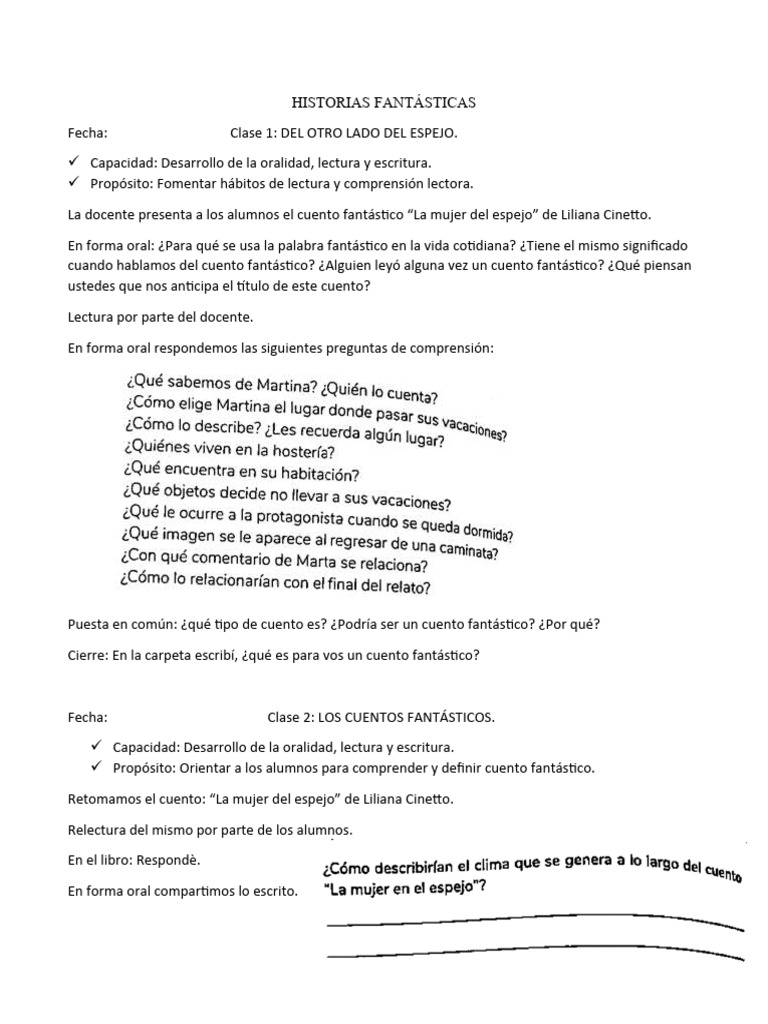 Cuento Fantástico: La Mujer del Espejo | PDF | Comprensión lectora ...