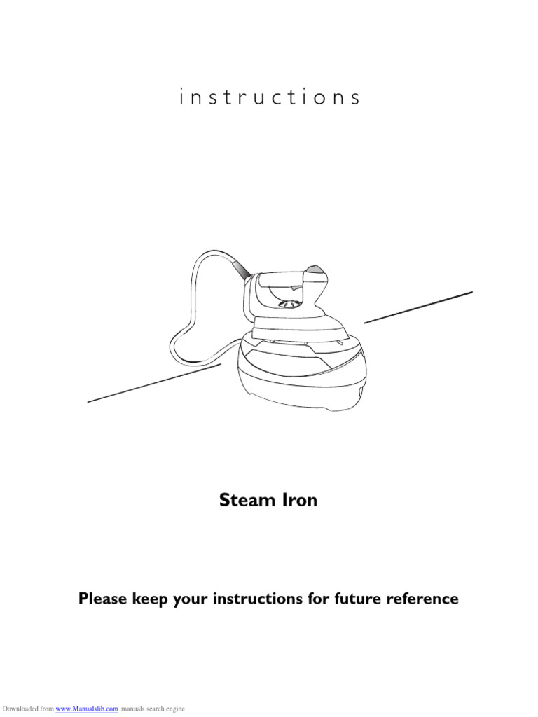 Instructions: Steam Iron | PDF | Ac Power Plugs And Sockets | Mains ...