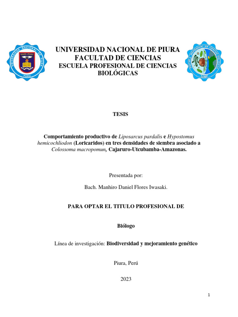 Tesis Manhiro Daniel Flores Iwasaki Ciencias 24-09-2023 | PDF ...