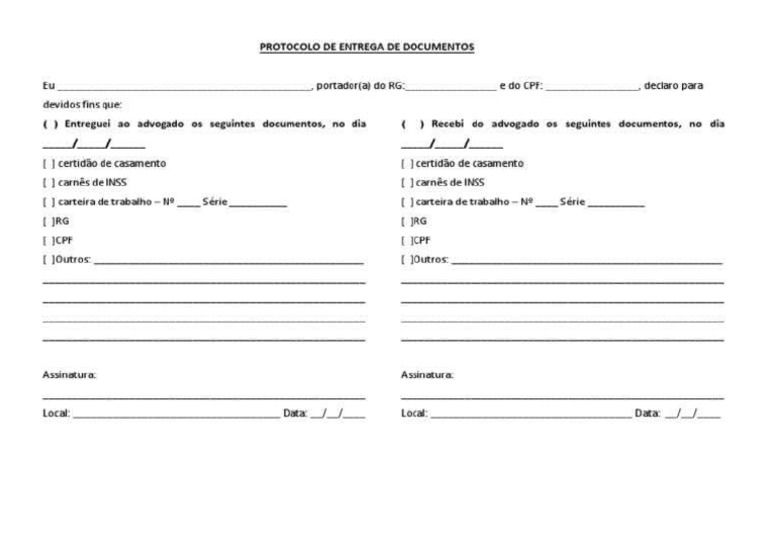Protocolo de entrega de documentos | PDF