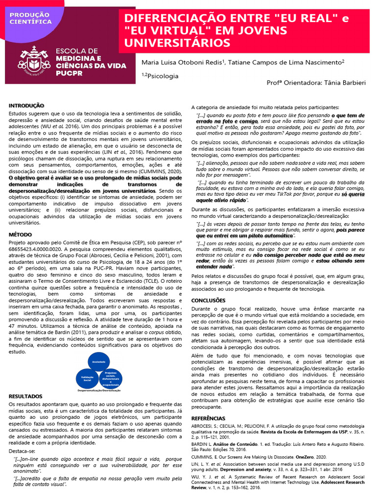 TCC Poster-V01 | PDF | Psicologia | Dissociação (Psicologia)