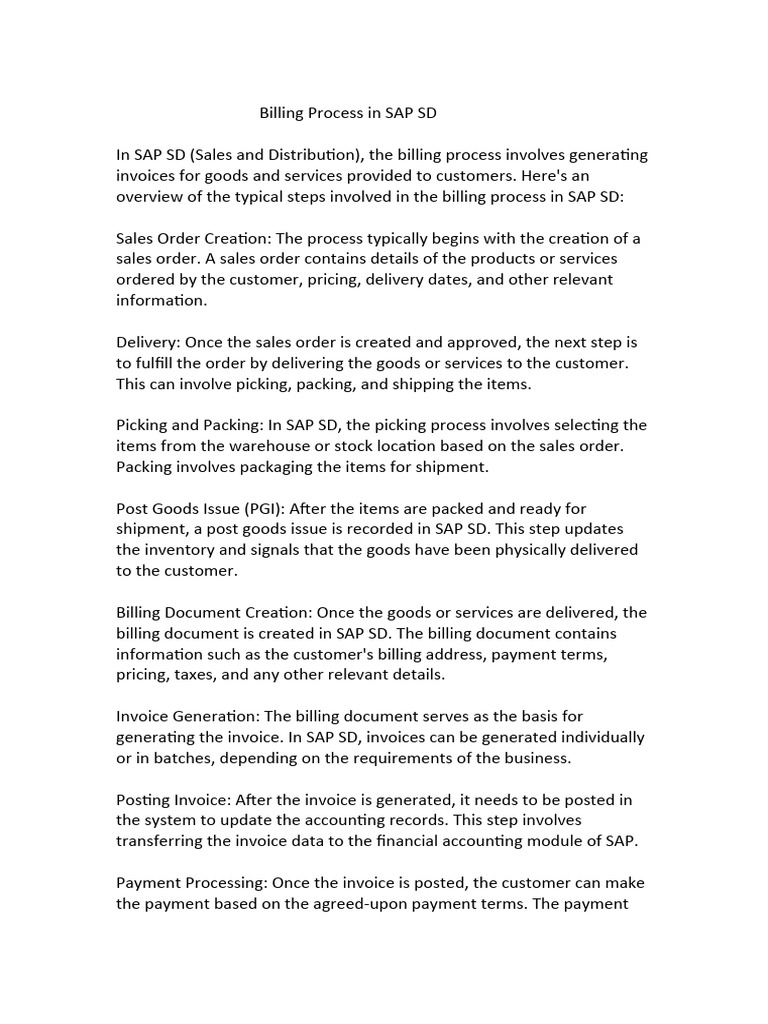 Billing Process in SAP SD | PDF | Invoice | Business Process