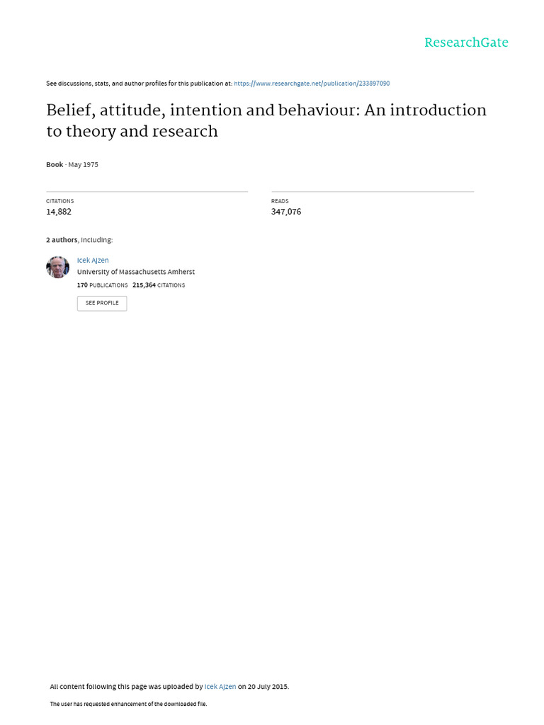 Belief, Attitude, Intention, Behavior | PDF