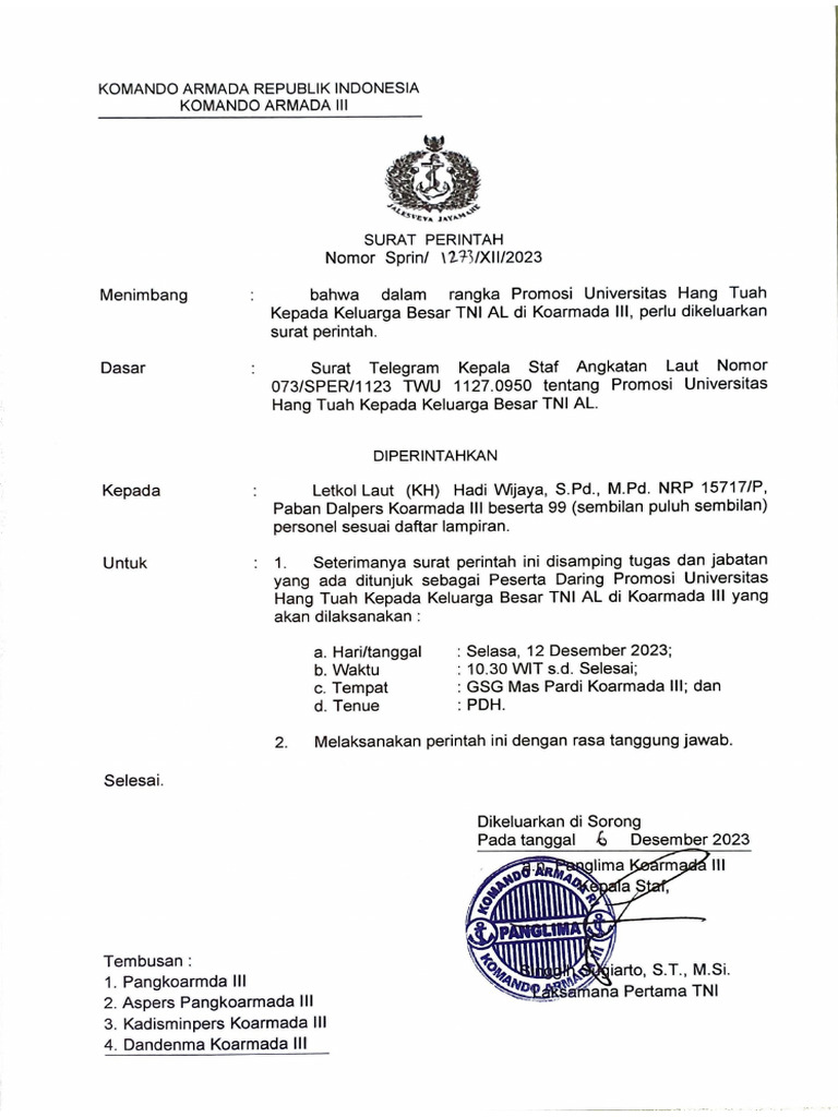 Sprin Promosi Hangtuah | PDF