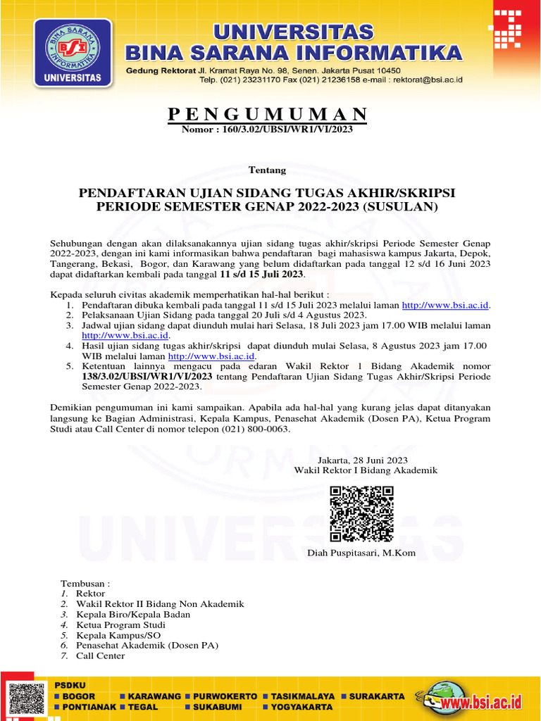 Edaran Pendaftaran Ujian Sidang TA-Skripsi Periode Semester Genap 2022 | PDF | Sains & Matematika
