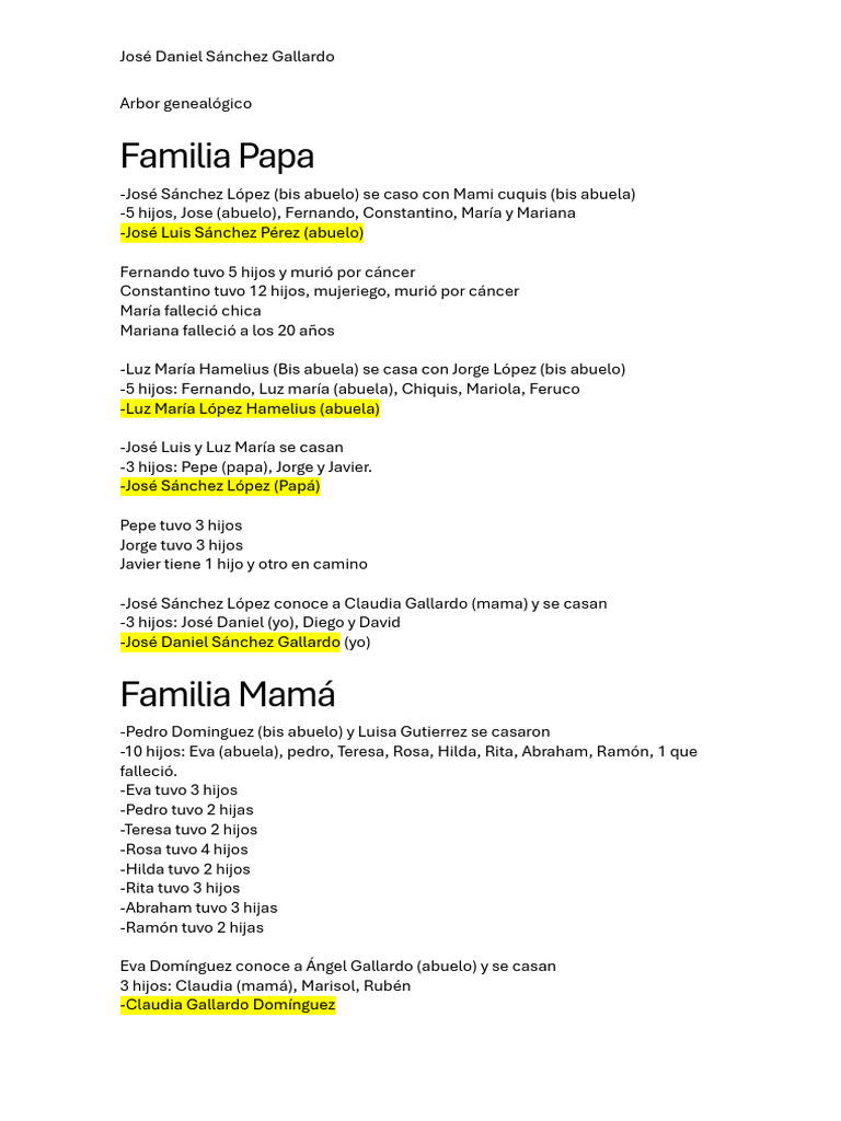 Mi Árbol Genealógico y Patrones Familiares | PDF | Salud y bienestar ...