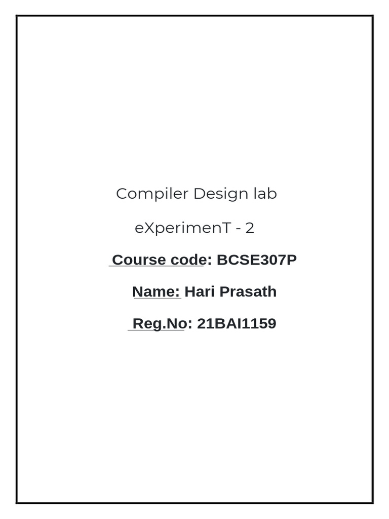 21BAI1159 Hari Prasath Experiment-2 | PDF | Parsing | Software Development