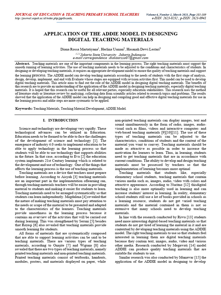 Application of the Addie Model in Designing Digita | PDF | Learning ...