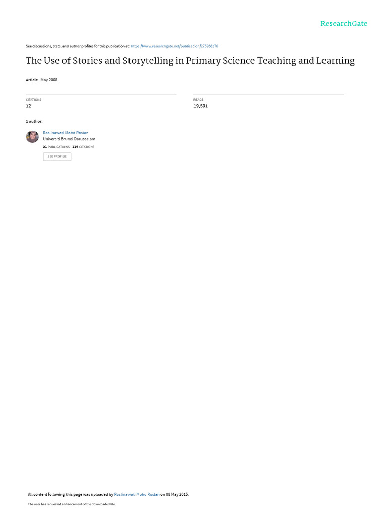 The Use of Stories and Storytelling in Primary Science Teaching and ...