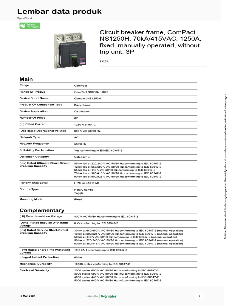 Schneider Electric - ComPact-NS - 33251 | PDF | Alternating Current ...