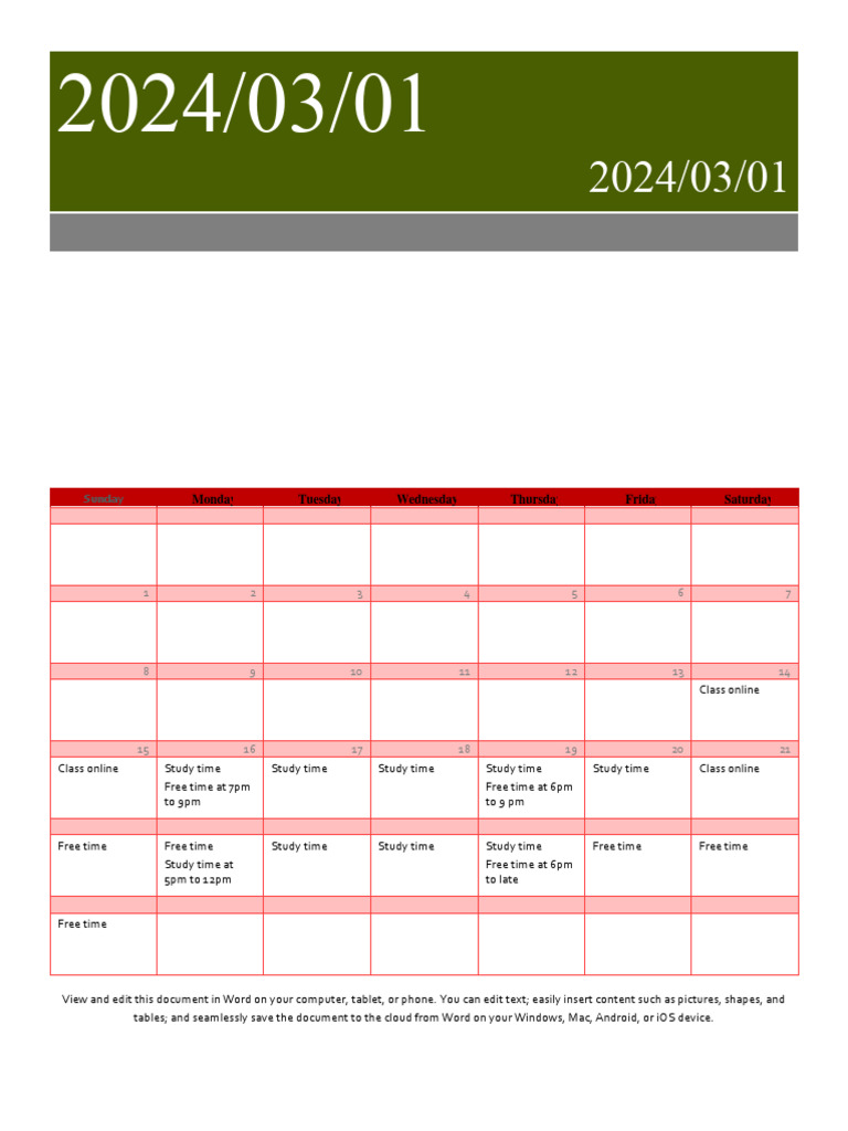 March 2024 timetable | PDF