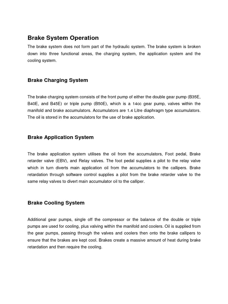 Brake System Operation | PDF | Brake | Valve