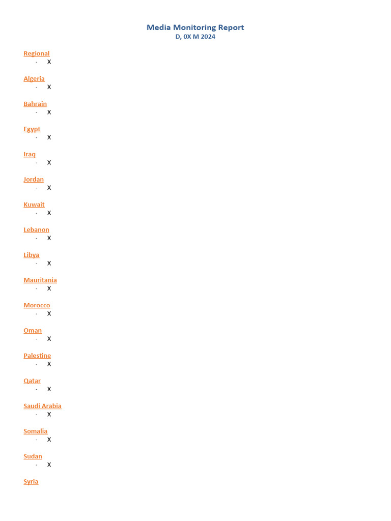Media Monitoring Report (Template) 2024 Copy 6 | PDF