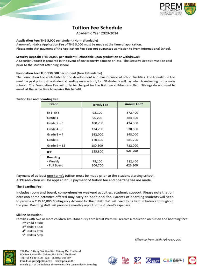 Prem International School Fee Structure | PDF | Fee | Cheque
