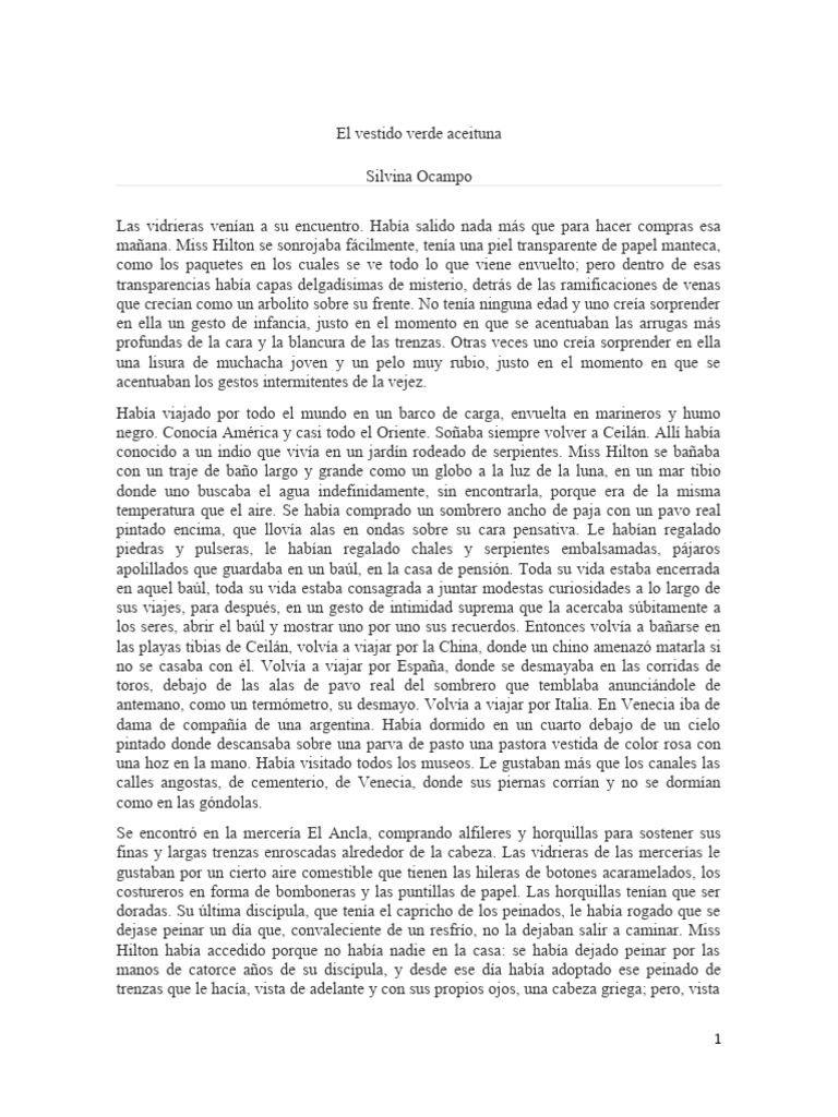 El Vestido Verde Aceituna | PDF