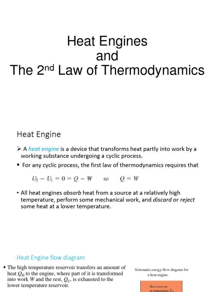 P4 - Chapter 1 Heat Engines and 2nd Law of Thermo | PDF | Heat | Engines