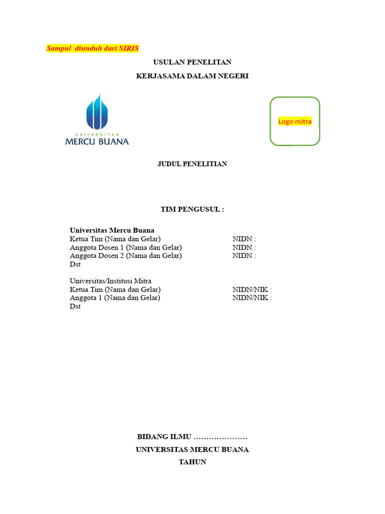 04 Template Proposal Penelitian KDN 2023-2024 | PDF | Karier & Perkembangan | Komputer