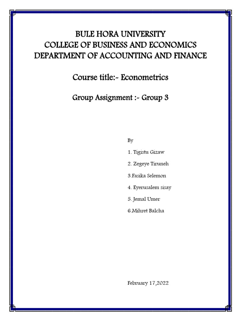 Econometrics Assignment Answer | PDF | Multicollinearity | Errors And Residuals