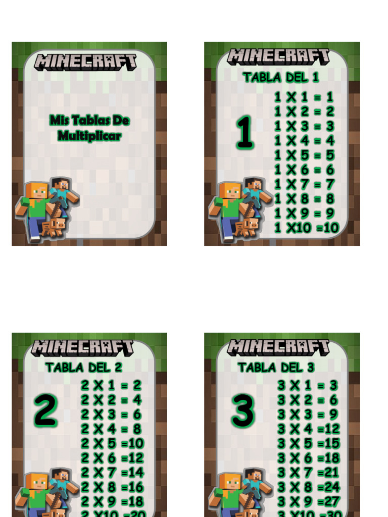 Tablas de Multiplicar Minecraft | PDF | Teaching Methods & Materials ...