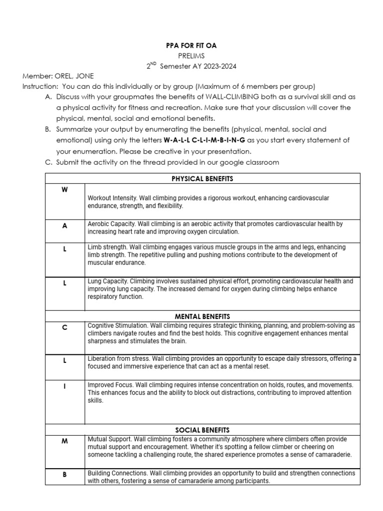 PPA FOR PRELIMS (OA) 2nd SEM 2023-24 | Download Free PDF | Aerobic ...