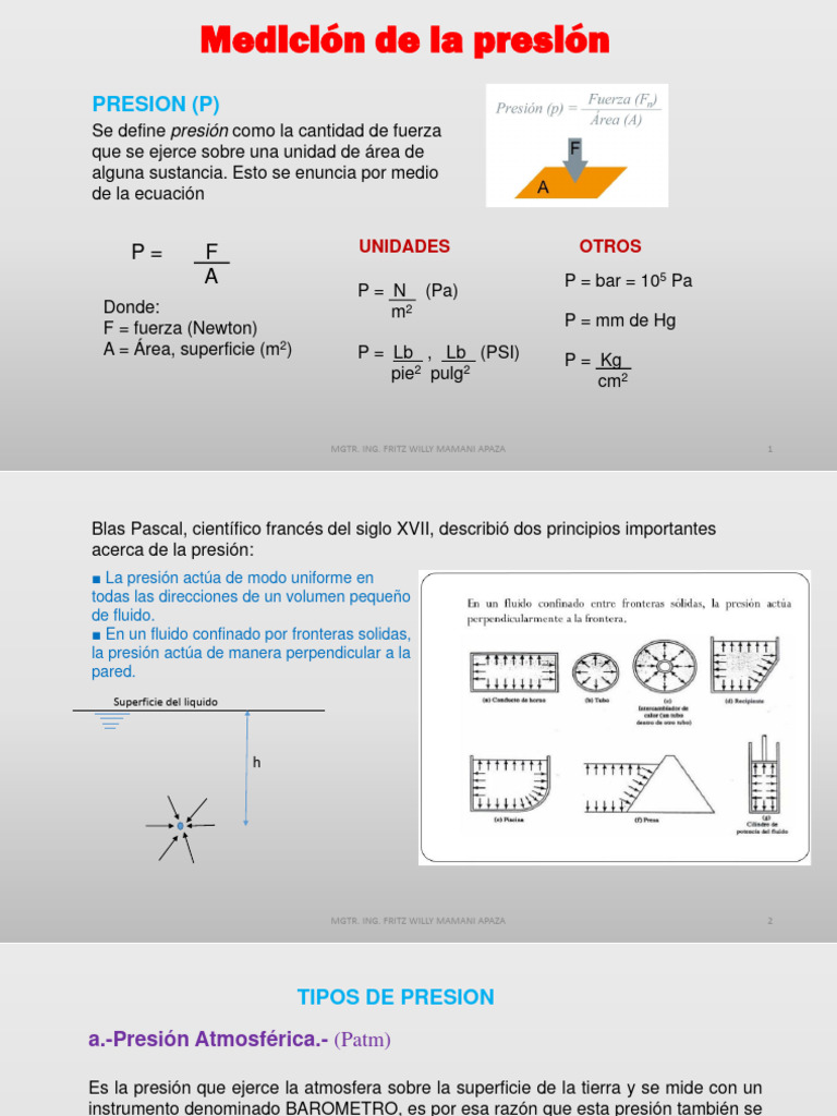 Medicion de La Presion | PDF | Presión | Pascal (Unidad)