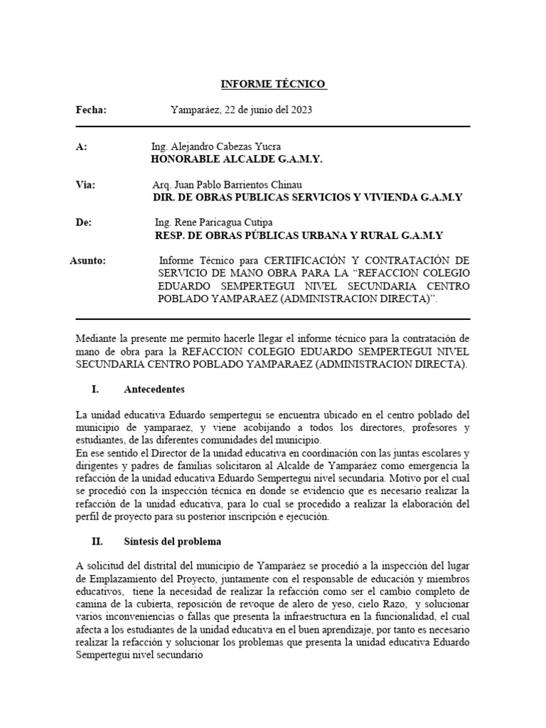 Informe Tecnico | PDF