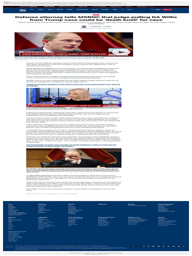 Defense Attorney Tells MSBNC That Judge Pulling DA Willis From Trump | PDF | Donald Trump ...