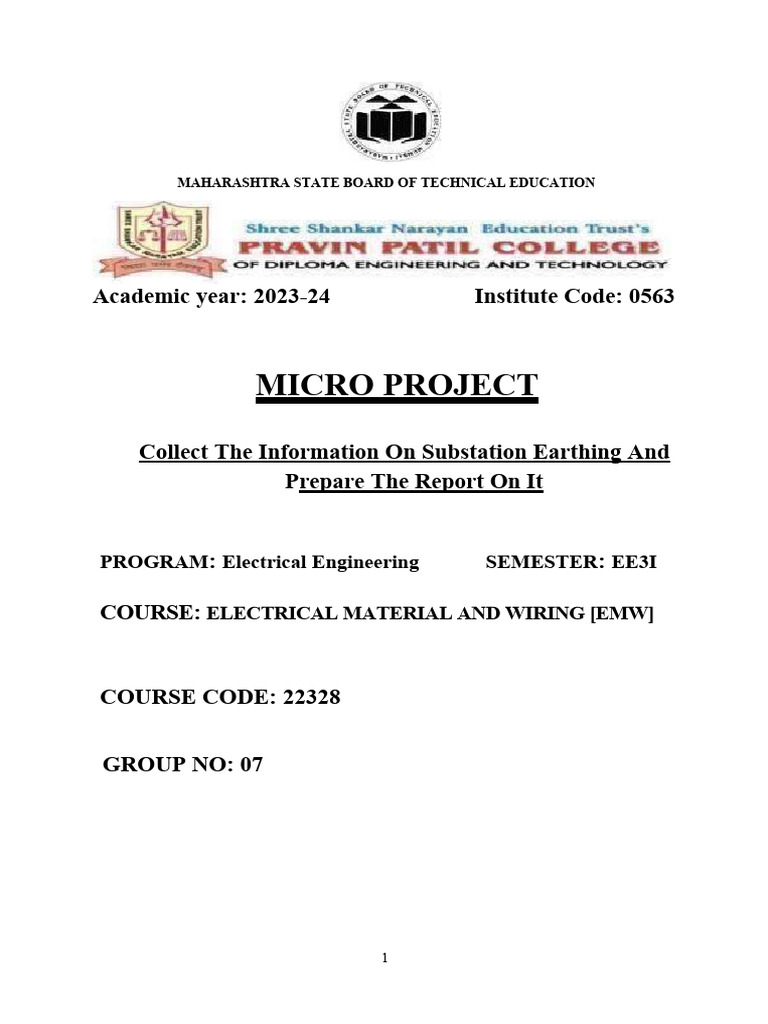 Substation Earthing Micro Project Report | PDF | Electrical Substation ...