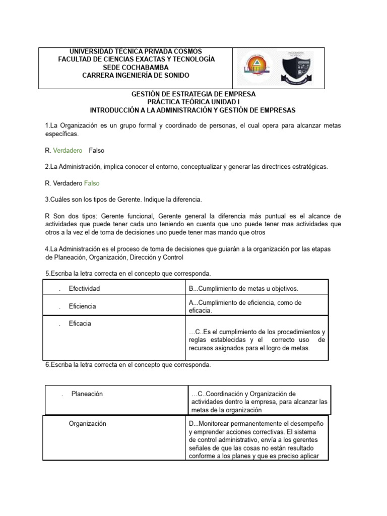 Prac - Teo. Unidad I - Diana Alfaro | PDF | Planificación | Business