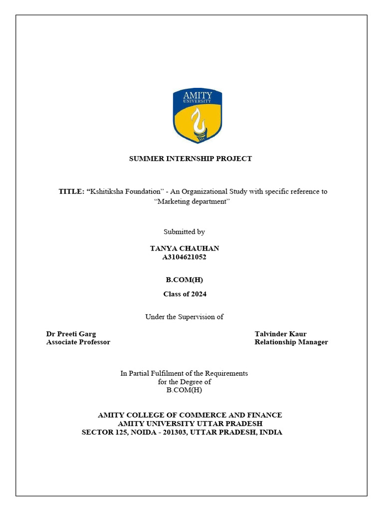 NTCC Internship | PDF | Fundraising | Volunteering