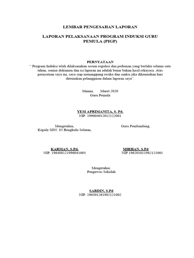 Lembar Pengesahan Laporan | PDF