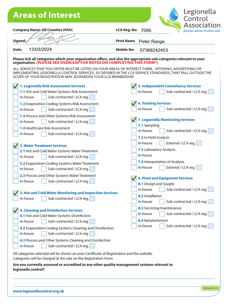 Areas of Interest Form 203.20 07 23 | PDF | Life Cycle Assessment ...