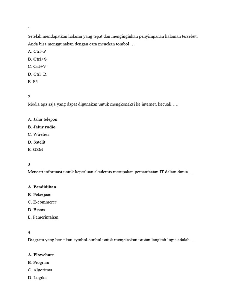 SOAL Informatika PSAJ 2024 Paket B | PDF | Teknologi & Rekayasa