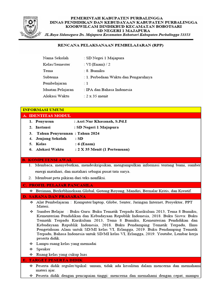 RPP Observasi Supervisi | PDF | Karier & Perkembangan | Kajian Bahasa Asing