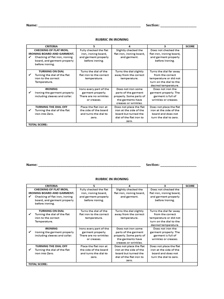 Rubrics in Ironing | PDF | Home Appliance | Domestic Implements