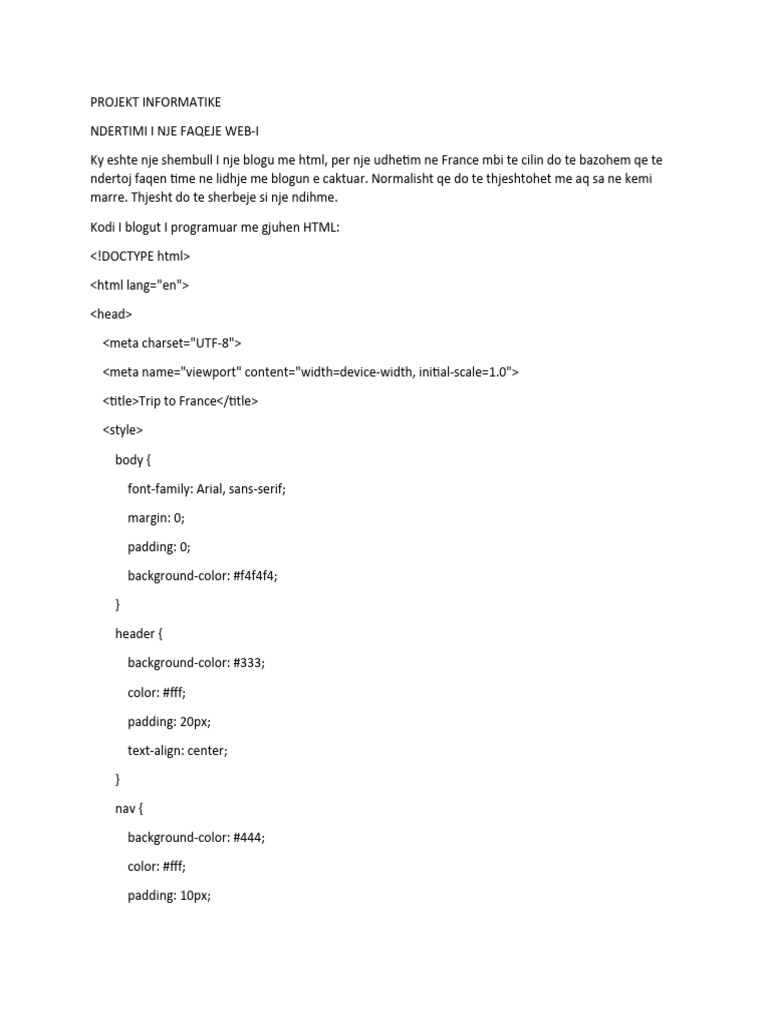 Shembull Per Projektin Ne Tik | PDF