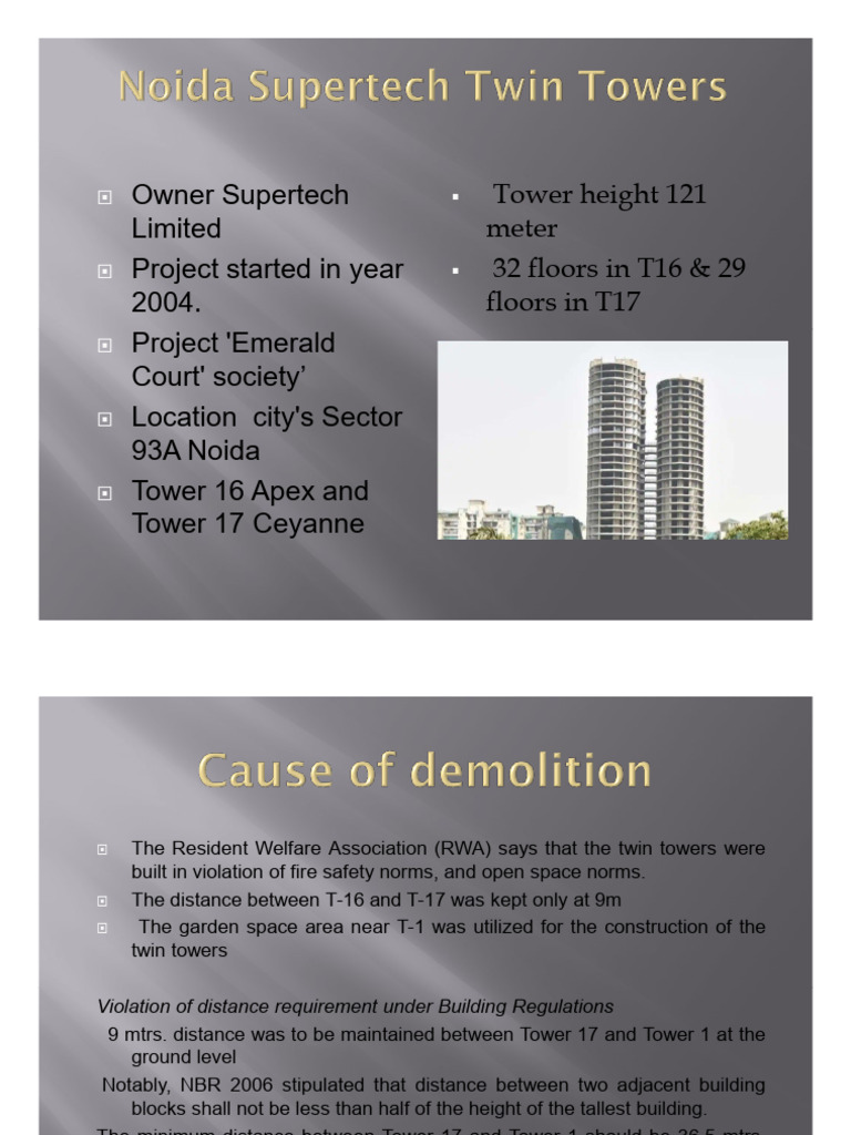 Noida Twin Towers: Height and Violations | PDF