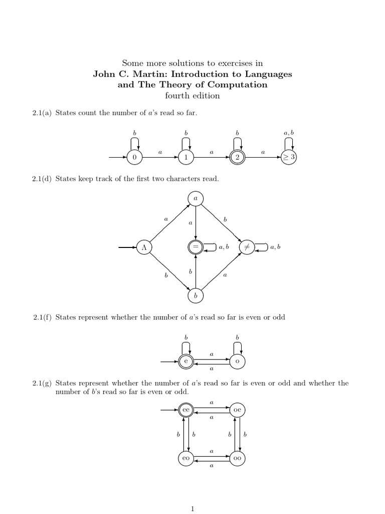 Solutions Martin 4 CH 2 | PDF | Theoretical Computer Science | Theory Of Computation