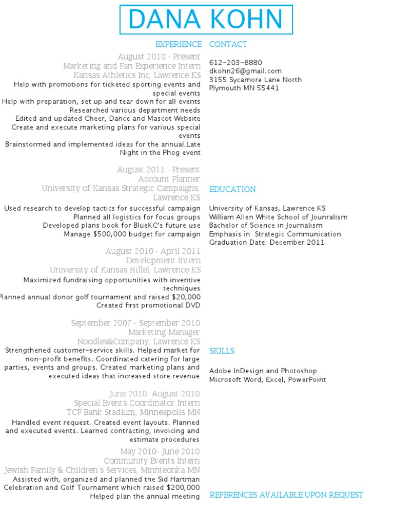 Dana Kohn's Marketing Resume | PDF