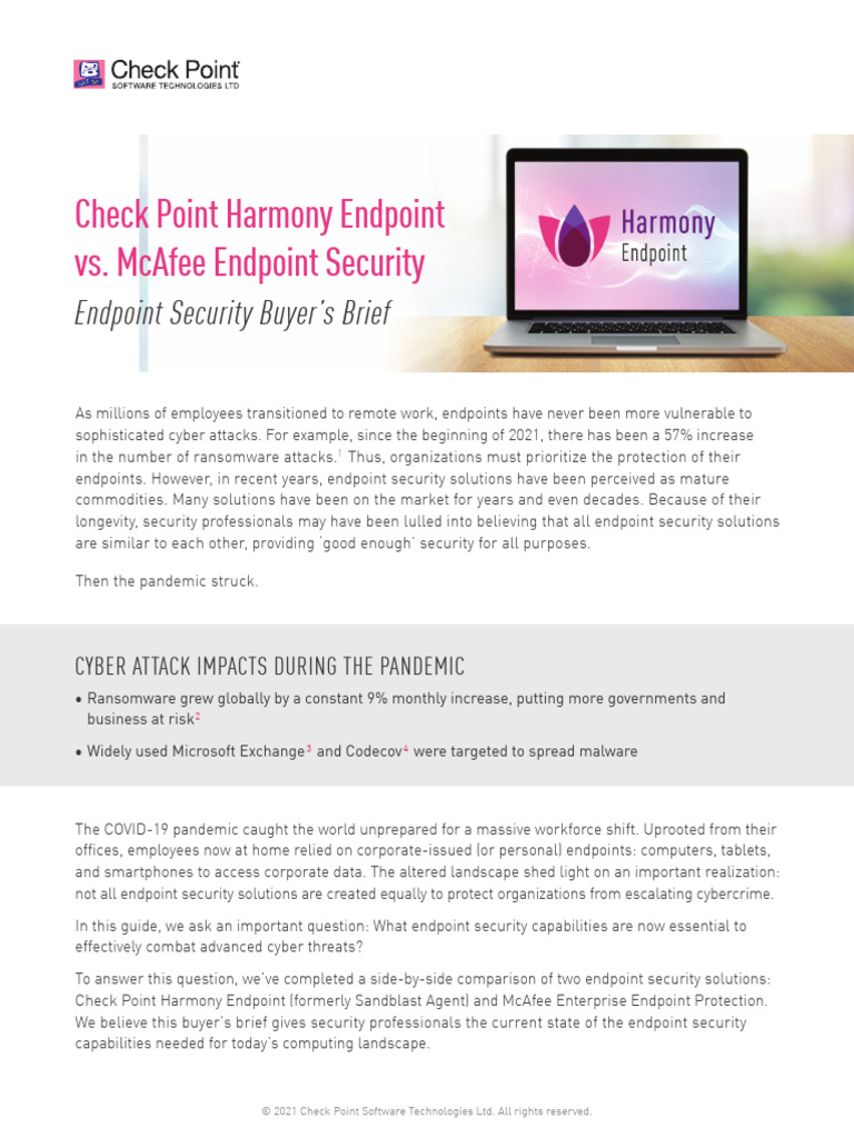 Harmony Endpoint Vs Mcafee Buyers Brief | PDF | Security | Computer Security