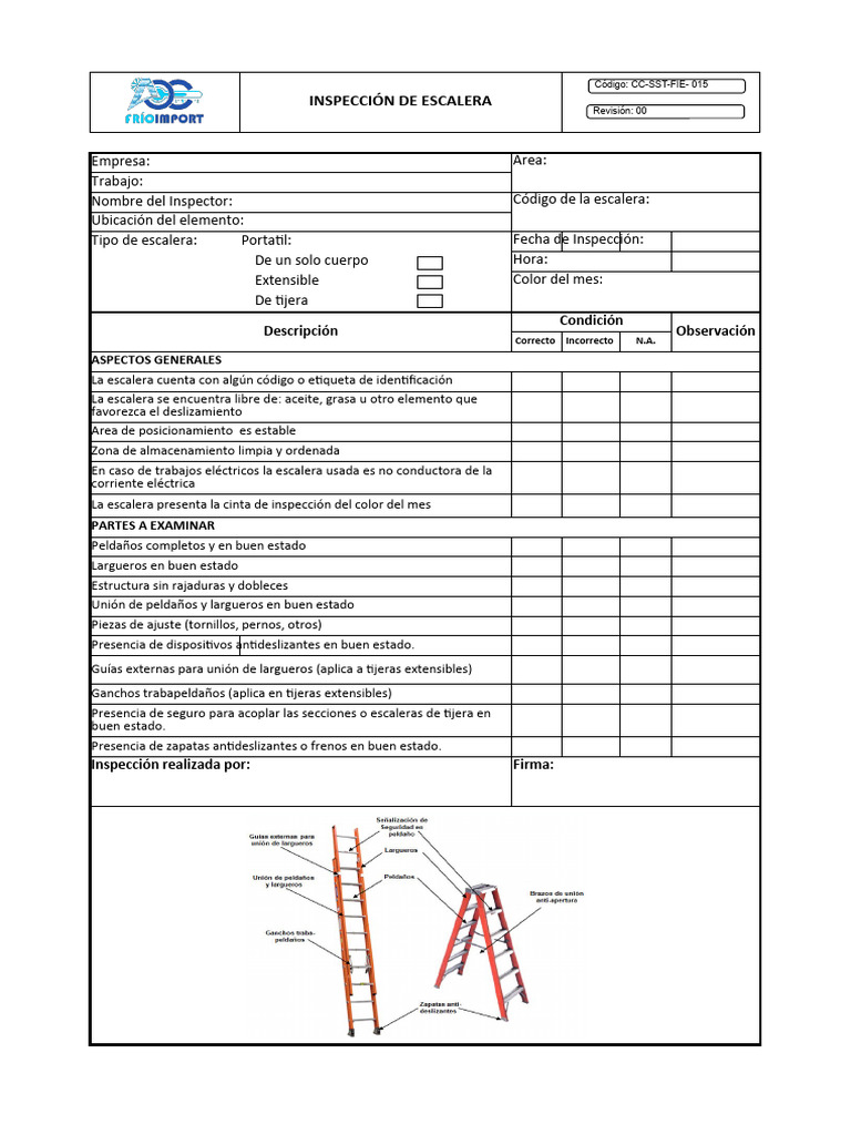 Inspección de Escaleras check list | PDF